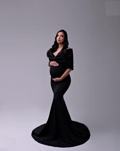 G1003 Black Slit Cut Photo Shoot Trail Gown, Size (ALL) – Style Icon ...